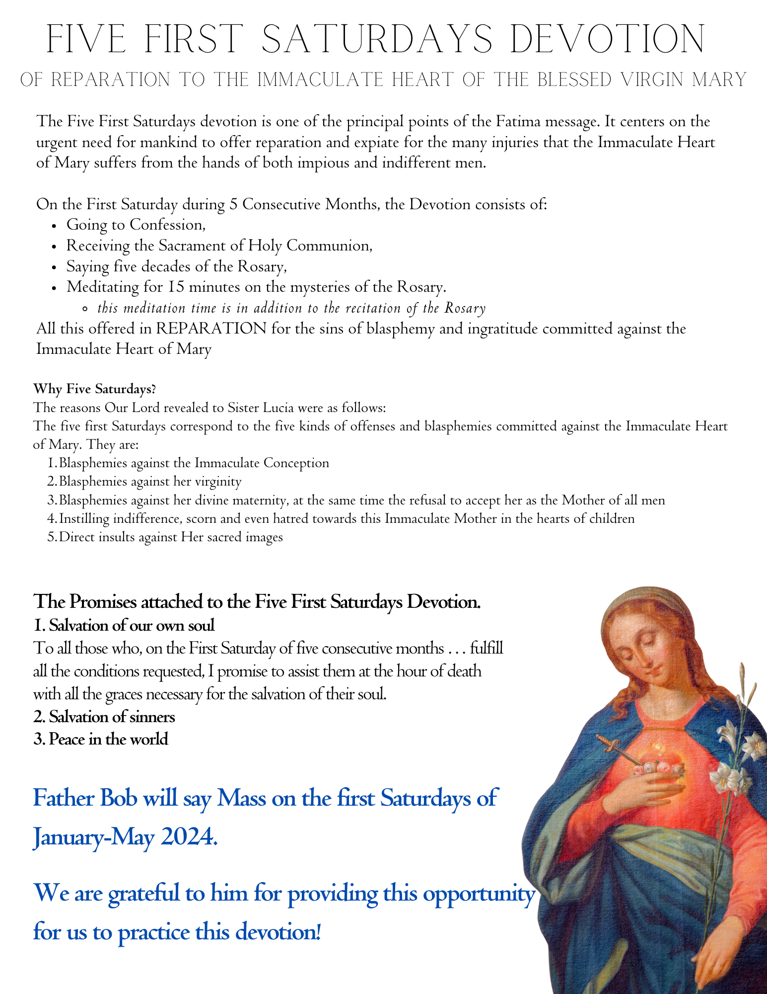 First Friday and First Saturday Devotions | Christ Our Redeemer ...